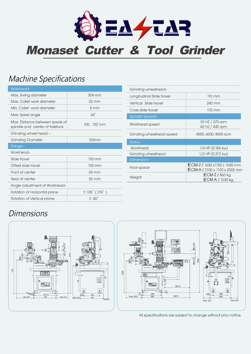 METAL CUTTING MACHINE TOOLS >TOOL GRINDER> 1-Universal Tool Grinder>ECM ...