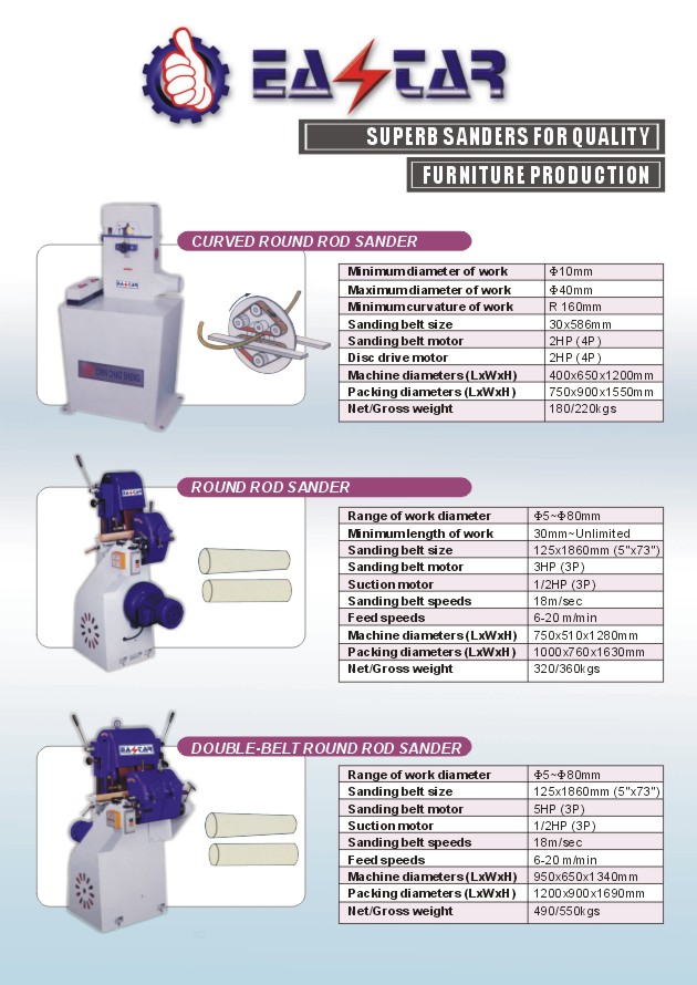 WOOD WORKING MACHINERY>SANDING MACHINE> 3-Round Rod Sander>GB-250