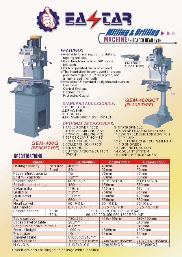 METAL CUTTING MACHINE TOOLS >MILLING MACHINE > 1-Milling / Drilling M/C ...
