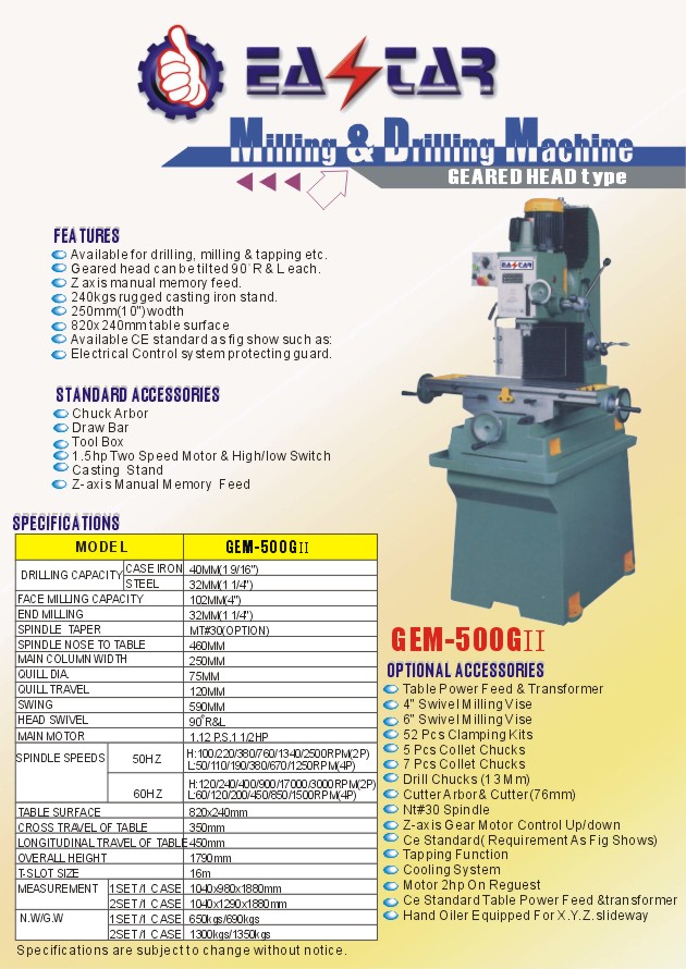 METAL CUTTING MACHINE TOOLS >MILLING MACHINE > 1-Milling / Drilling M/C ...