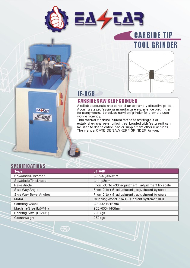 WOOD WORKING MACHINERY>KNIFE GRINDER> 2-Carbide Tip Tool Grinder>JF-068