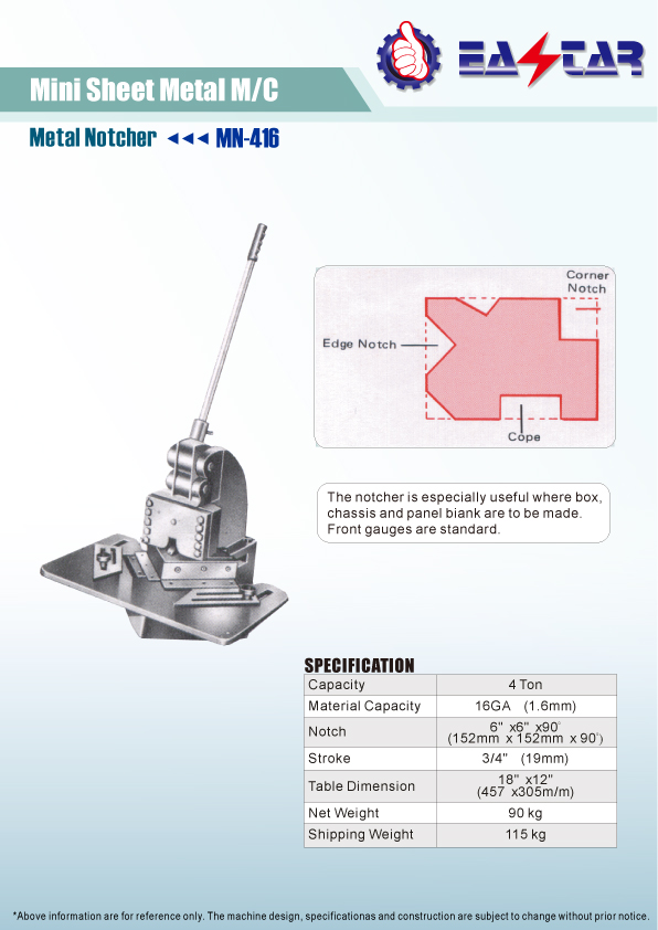 METAL FORMING/PROCESSING MACHINERY>MINI SHEET METAL M/C>>MN-416