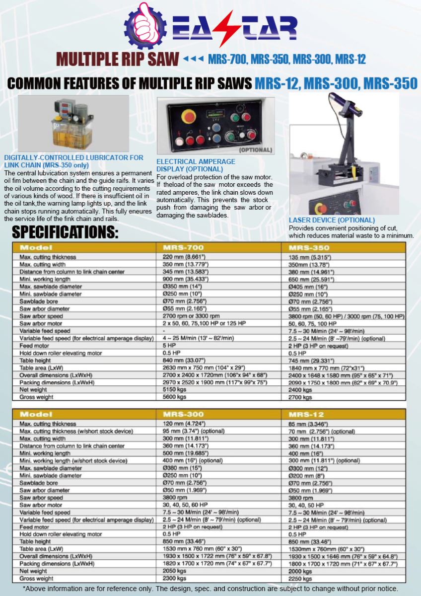 WOOD WORKING MACHINERY>SAWING MACHINE> 5-Rip Saw>MRS-700,MRS-350,MRS ...