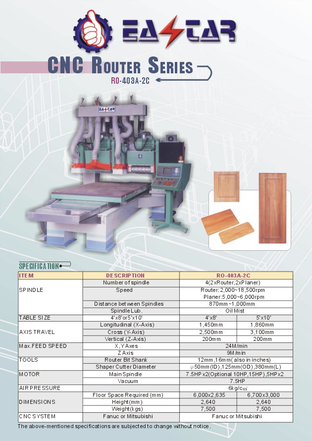 WOOD WORKING MACHINERY>ROUTERS / SHAPER> 2-CNC Router >RO-403A-2C