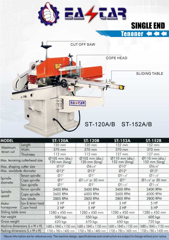 WOOD WORKING MACHINERY>TENONER / MORTISER> 1-Tenoner>ST-120A