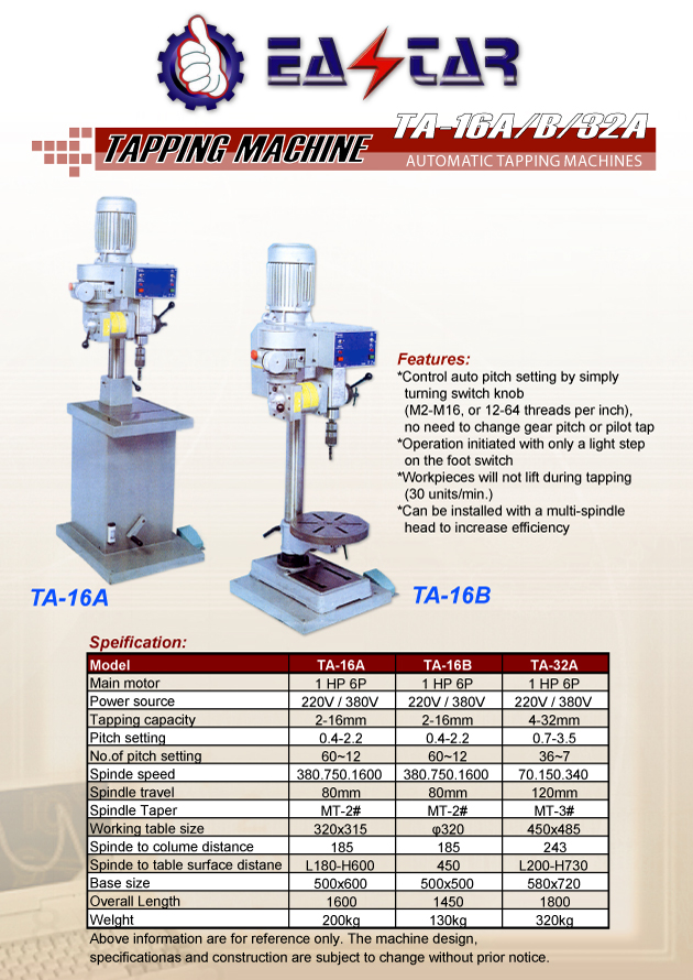 METAL CUTTING MACHINE TOOLS >DRILLING / TAPPING M/C> 8-Tapping Machine ...