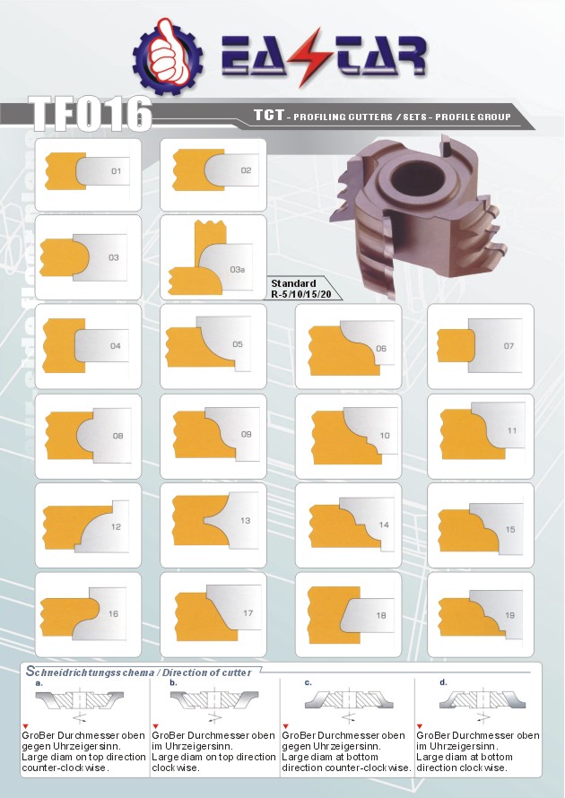 WOOD WORKING MACHINERY>CUTTERS > 9-Profiling Cutter>TF016