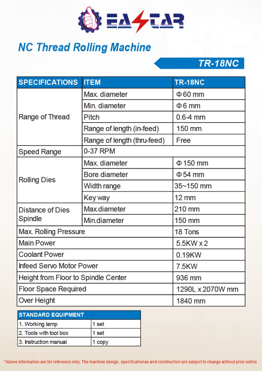 METAL CUTTING MACHINE TOOLS >THREADING ROLLING M/C>>TR-18NC