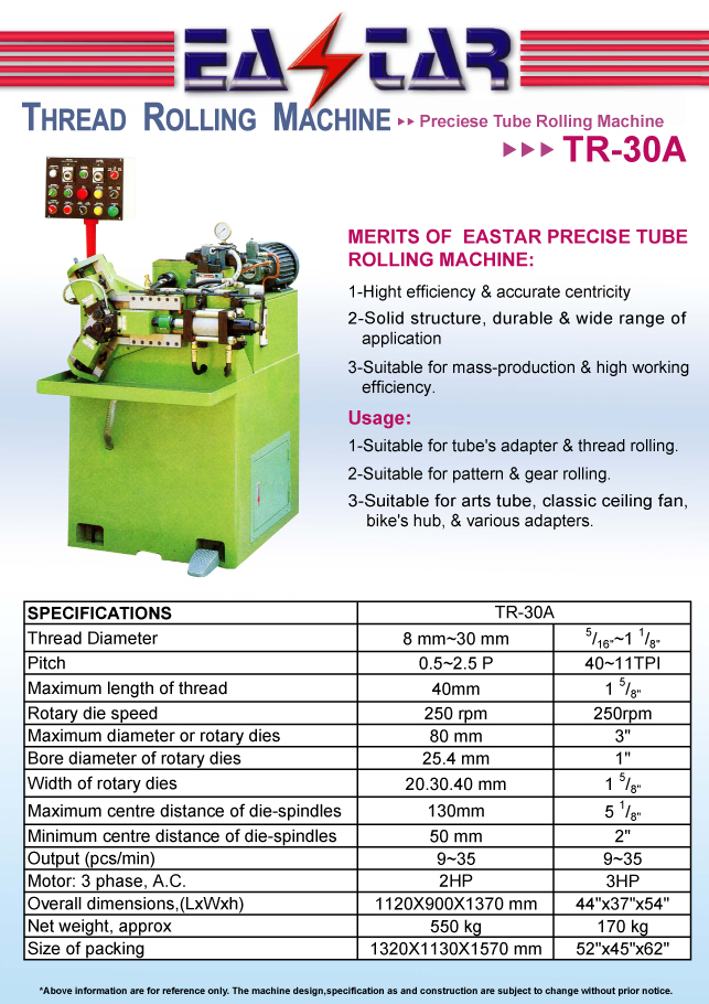 METAL CUTTING MACHINE TOOLS >THREADING ROLLING M/C>>TR-30A
