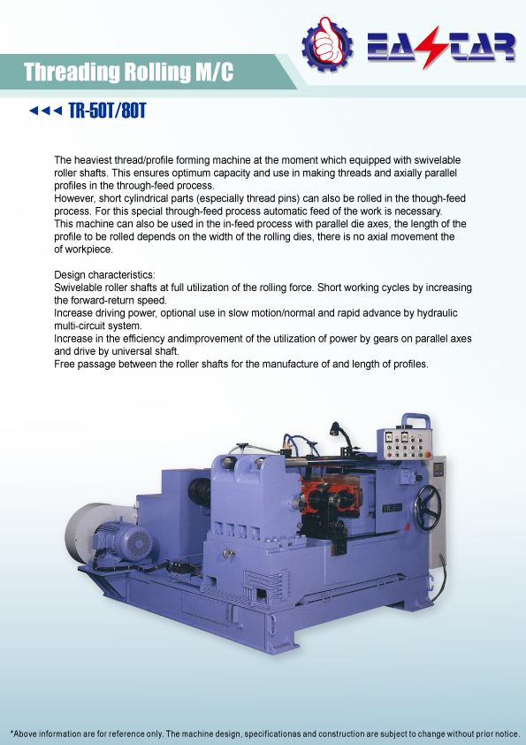 METAL CUTTING MACHINE TOOLS >THREADING ROLLING M/C>>TR-50T/80T