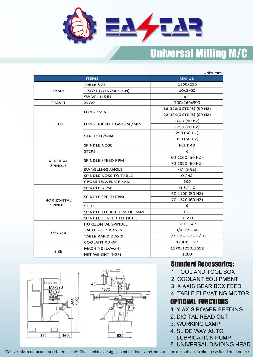 METAL CUTTING MACHINE TOOLS >MILLING MACHINE > 4-Universal Milling M/C ...