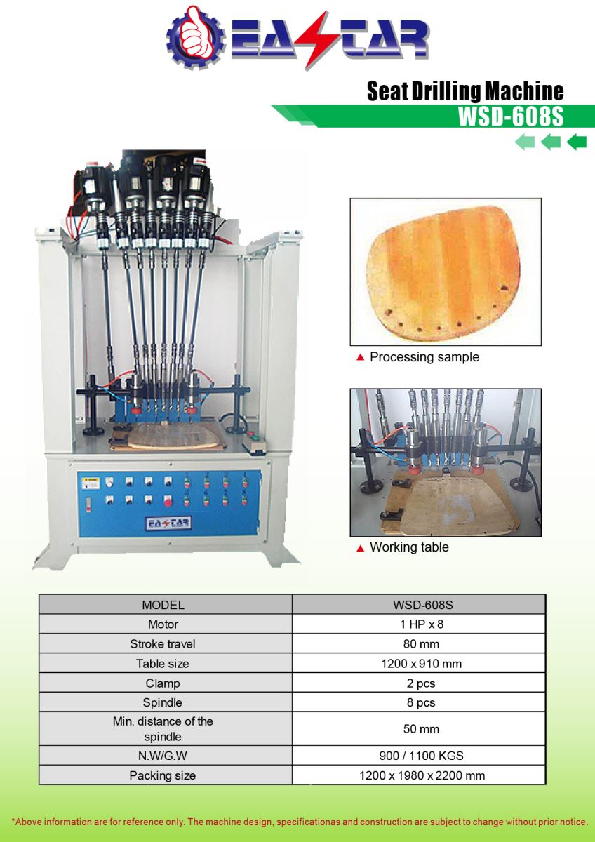 WOOD WORKING MACHINERY>DRILLING MACHINE> 4-Chair/Seat Drilling M/C>WSD-608S